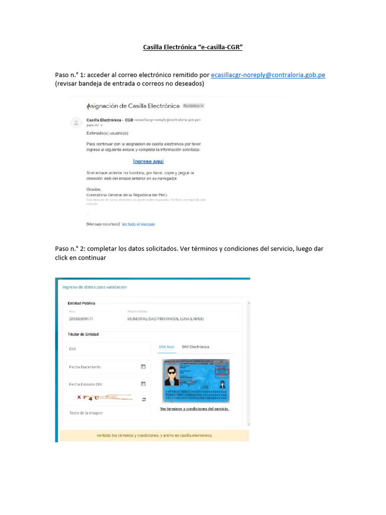 Guía para Activar Casilla Electrónica CGR | PDF