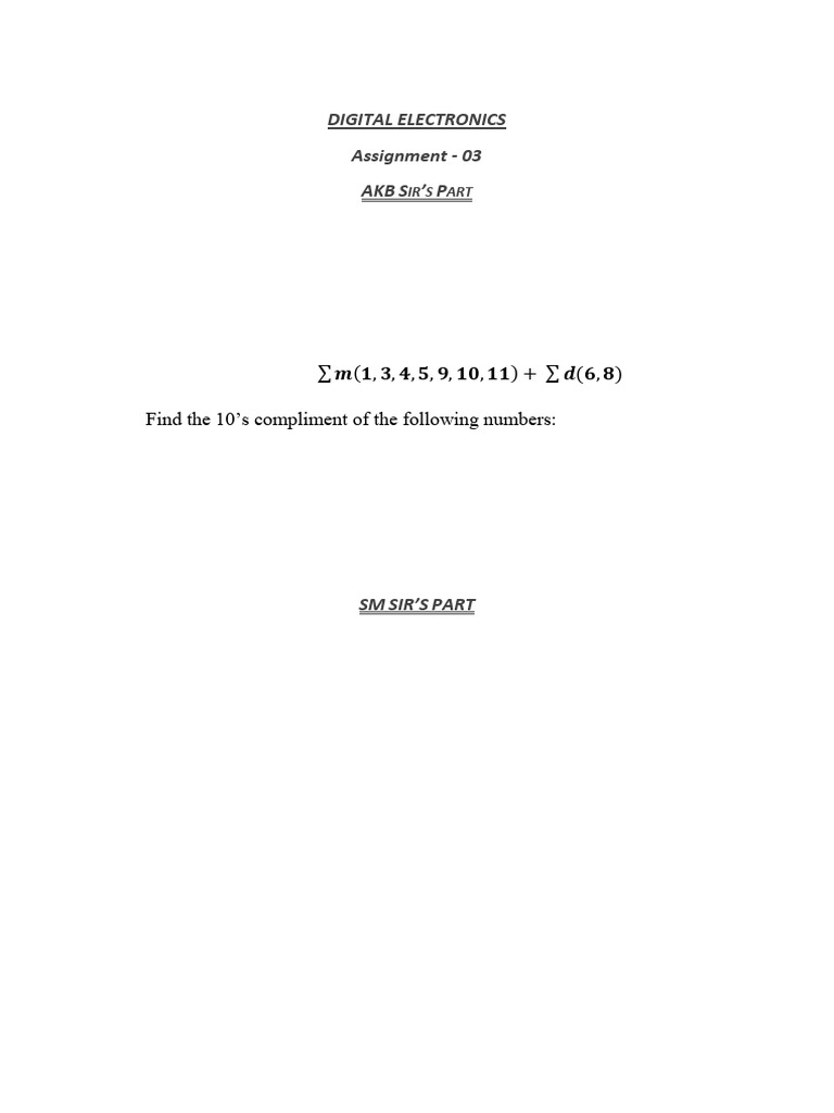 Digital Electronics Assignment -03 [UPDATED] | PDF