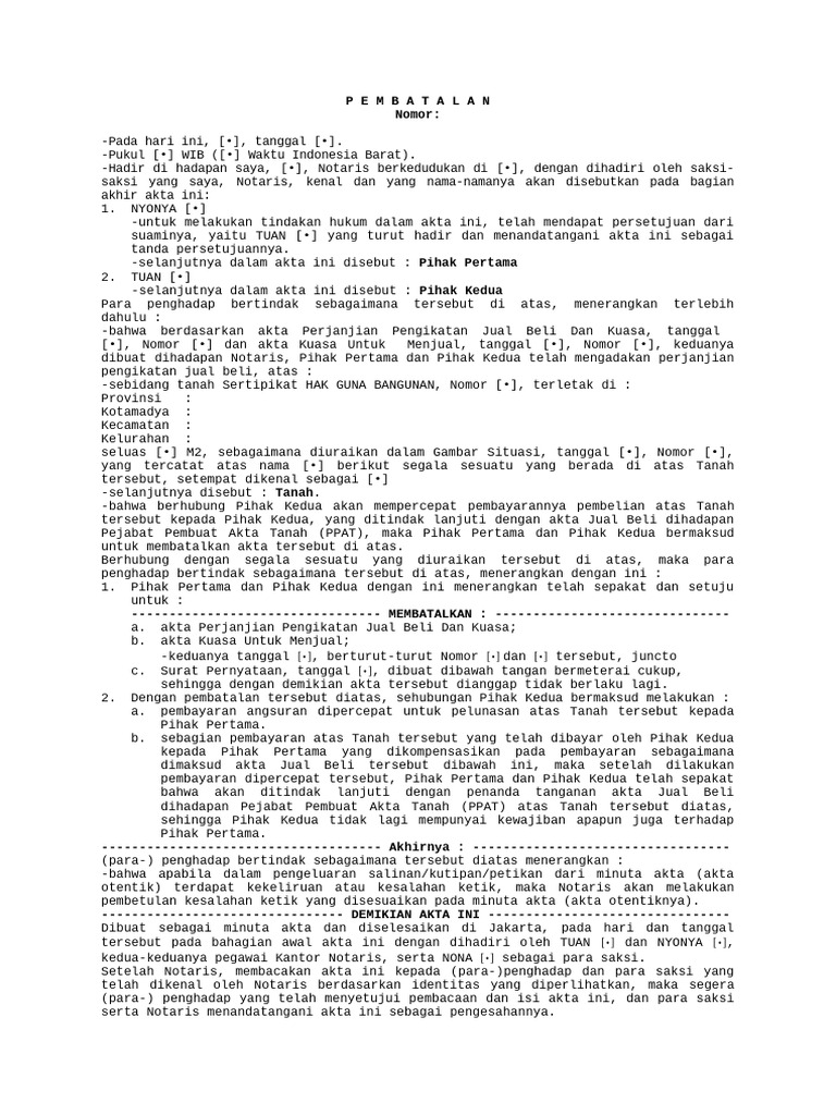 PEMBATALAN PPJB DAN KUASA | PDF