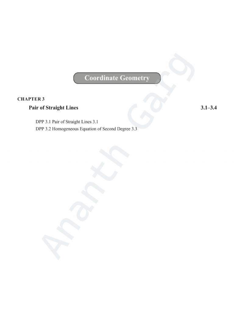 Pair of Straight Lines DPP | PDF