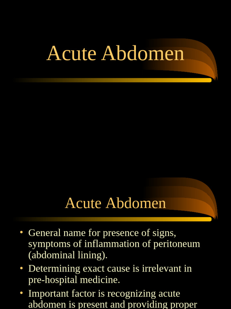Lecture 9-Acute Abdomen | PDF | Nausea | Diseases And Disorders