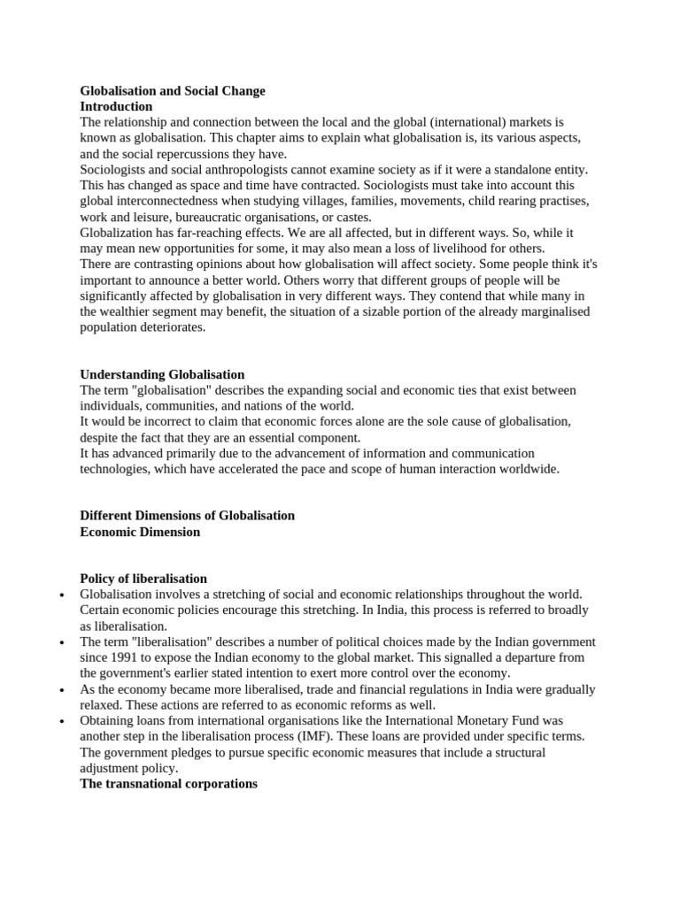 Globalization's Impact on Society | PDF | Globalization | International ...