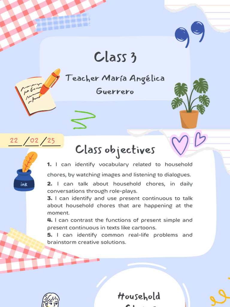 Present Continuous - Household Chores | PDF | Laundry | Housekeeping