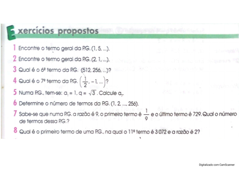 Exercícios Sobre Termo Geral Da PG | PDF