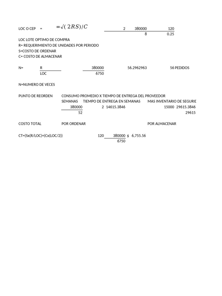 LOTE OPTIMO ADMON EJERCICIOS | PDF