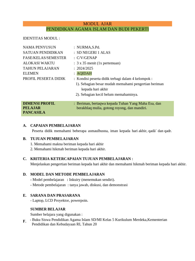 Modul Ajar Dan LKK | PDF