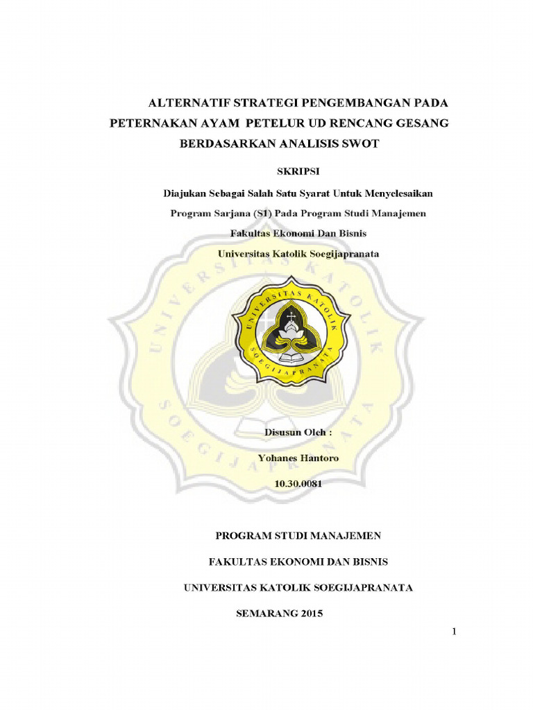 Analisis Swot Yohanes Hantoro COVER | PDF