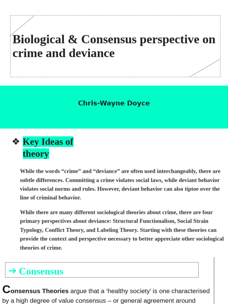 Biological & Consensus Perspective On Crime and Deviance | PDF ...