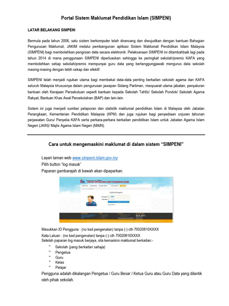 Tatacara Pendaftaran Guru Data Simpeni - 10.10.2021 | PDF
