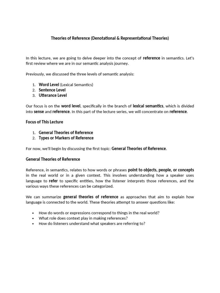 8 Denotational and Representational Theory | PDF | Semantics | Concept