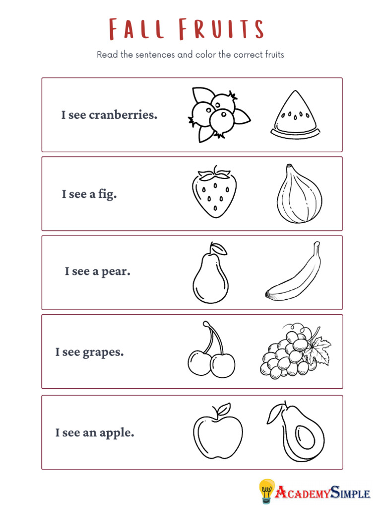 Fall Fruits Coloring Activity | PDF