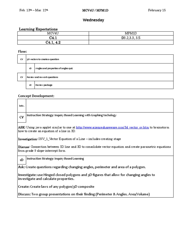 Inquiry Lesson Plan Template | Quality Of Life | Learning
