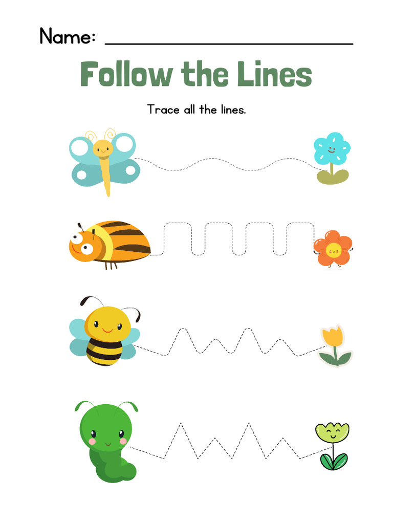 Colorful Fun Line Tracing Worksheet | PDF