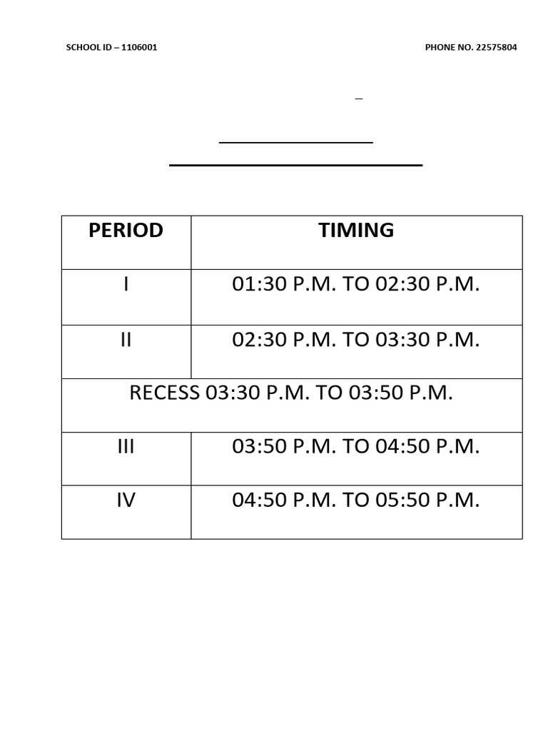 School Timing | PDF