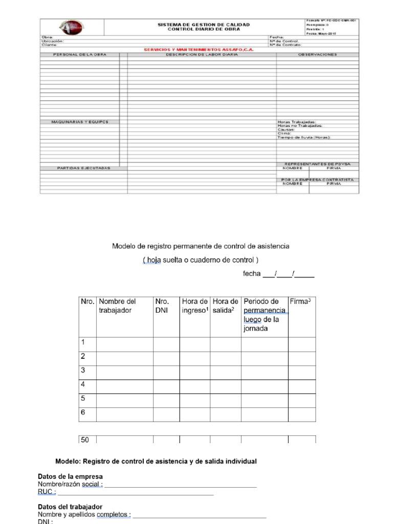 Formatos Control de Personal | PDF