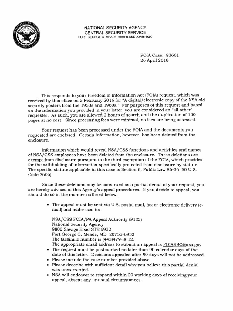 Nsa Security Posters | PDF | Freedom Of Information Act (United States ...
