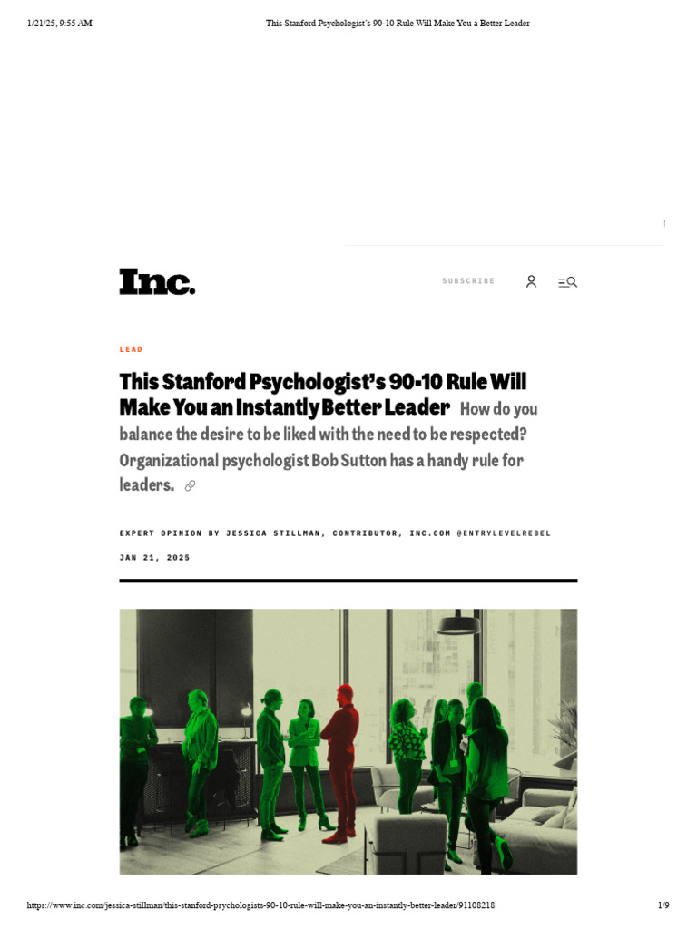 This Stanford Psychologist's 90-10 Rule Will Make You A Better Leader | PDF | Psychology