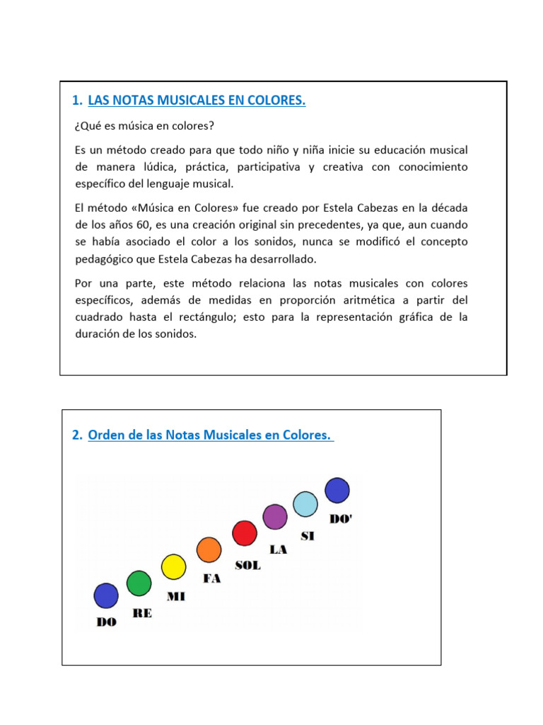 Las Notas Musicales en Colores | PDF