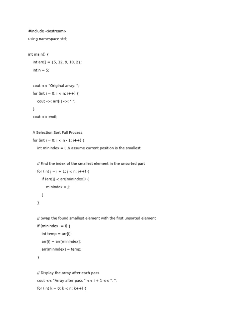 Selection Sort Algorithm Explained | PDF