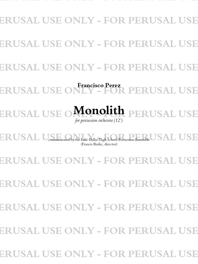 Monolith (PERUSAL) - Cópia | PDF | Percussion Instruments | Musical Instruments