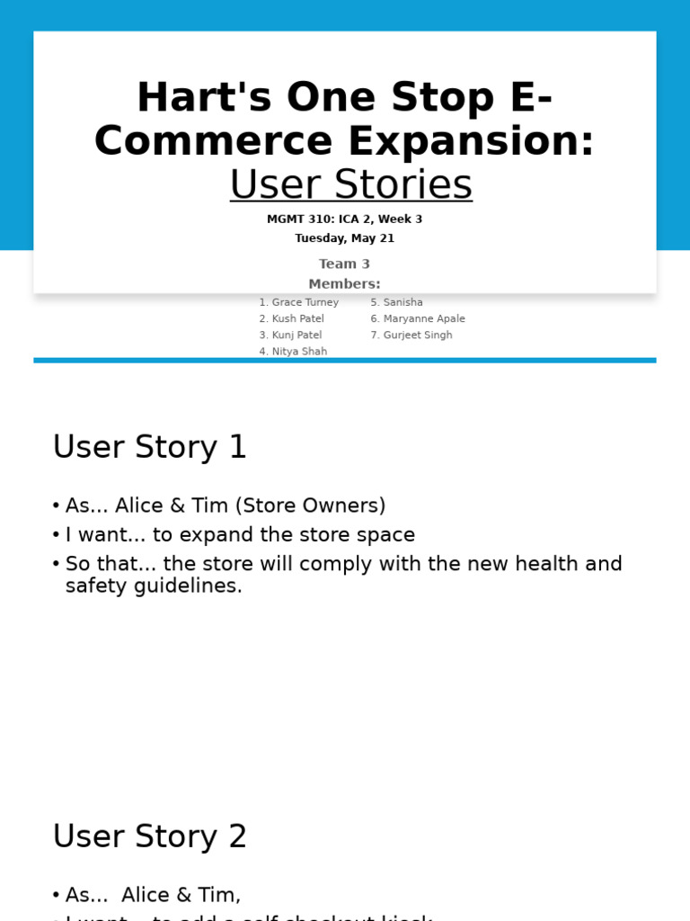 Hart's E-Commerce Expansion User Stories | PDF