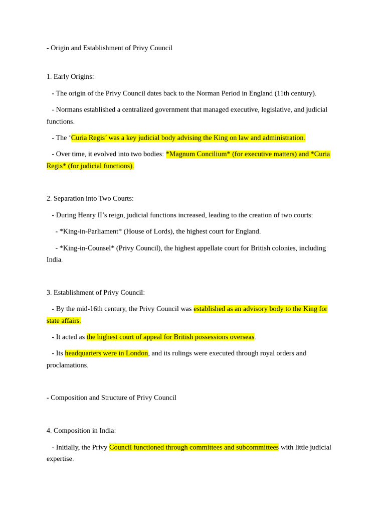 Origin and Establishment of Privy Council | PDF | Magistrate | Court ...