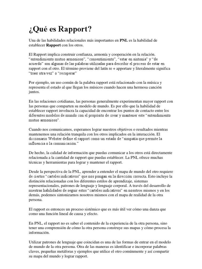 Qué Es Rapport | PDF | Comunicación | Semiótica