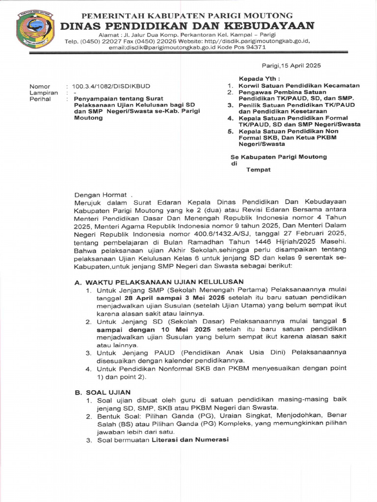 Edaran Ujian Kelulusan | PDF