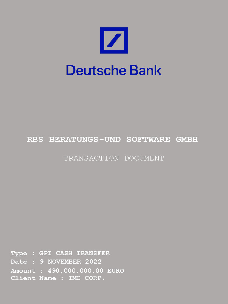 RBS Beratungs Und Software GMBH Deutsche Bank Imc Corp 09112022 | PDF ...
