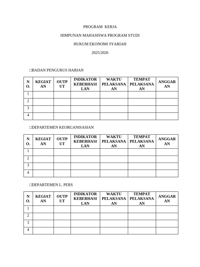 Program Kerja 2025 Pdf