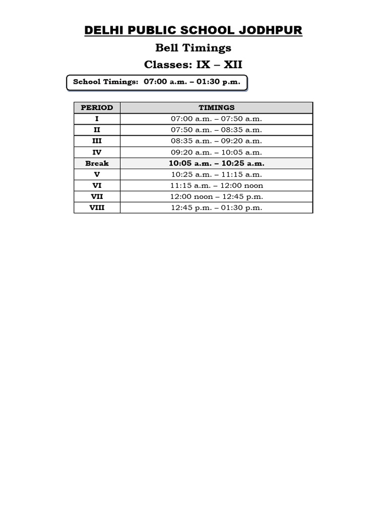 Bell Timings | PDF