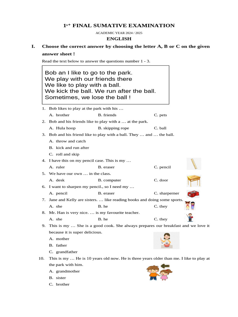 English Final Exam 2024/2025 | PDF
