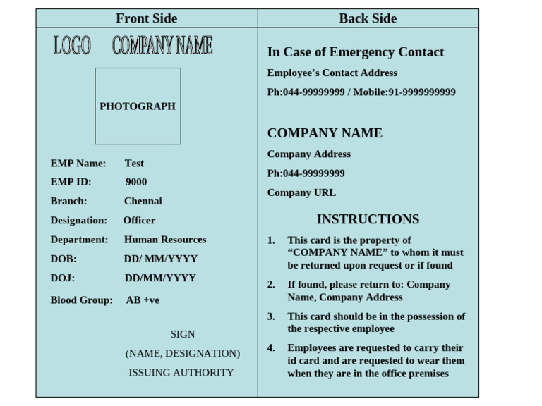 Employee ID Card Instructions | PDF