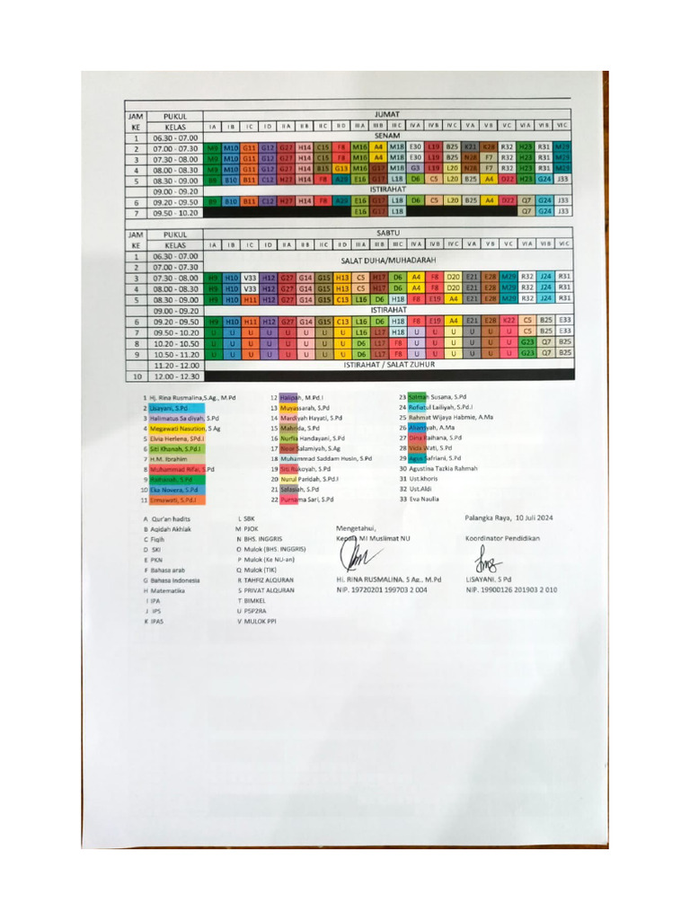 Jadwal Pelajaran Sems Ganjil 2024 | PDF