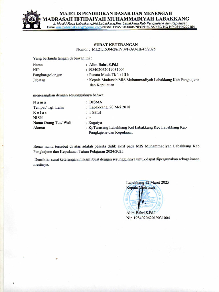 Ket Siswa Aktif - Bisma | PDF