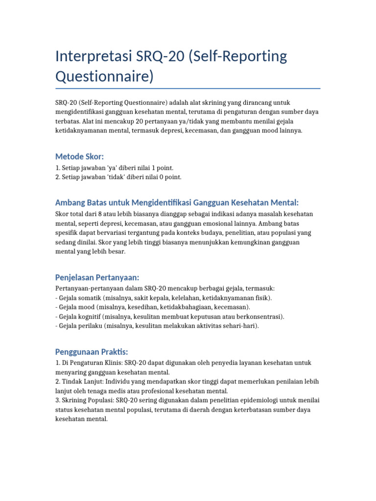 Interpretasi_SRQ_20 | PDF