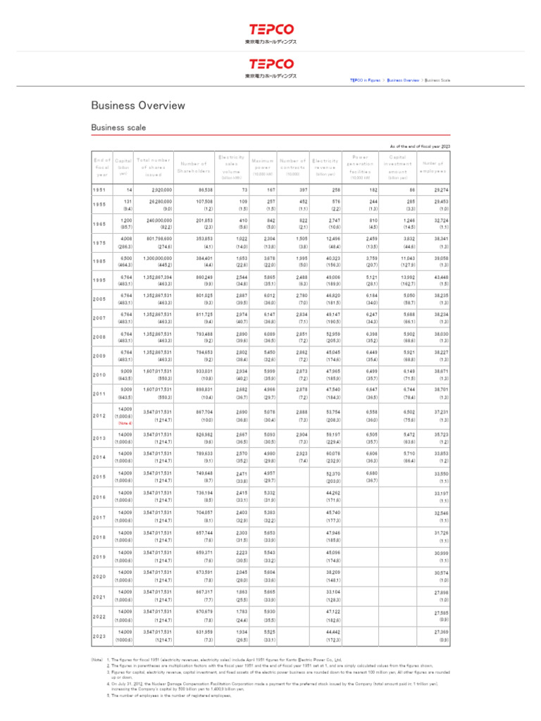 Business Scale - TEPCO in Numbers - Tokyo Electric Power Company ...