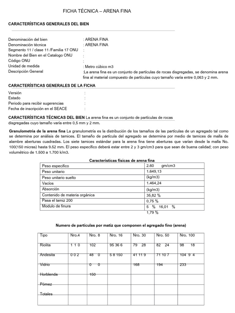 Fichas Tecnicas | PDF | Arena | Hormigón
