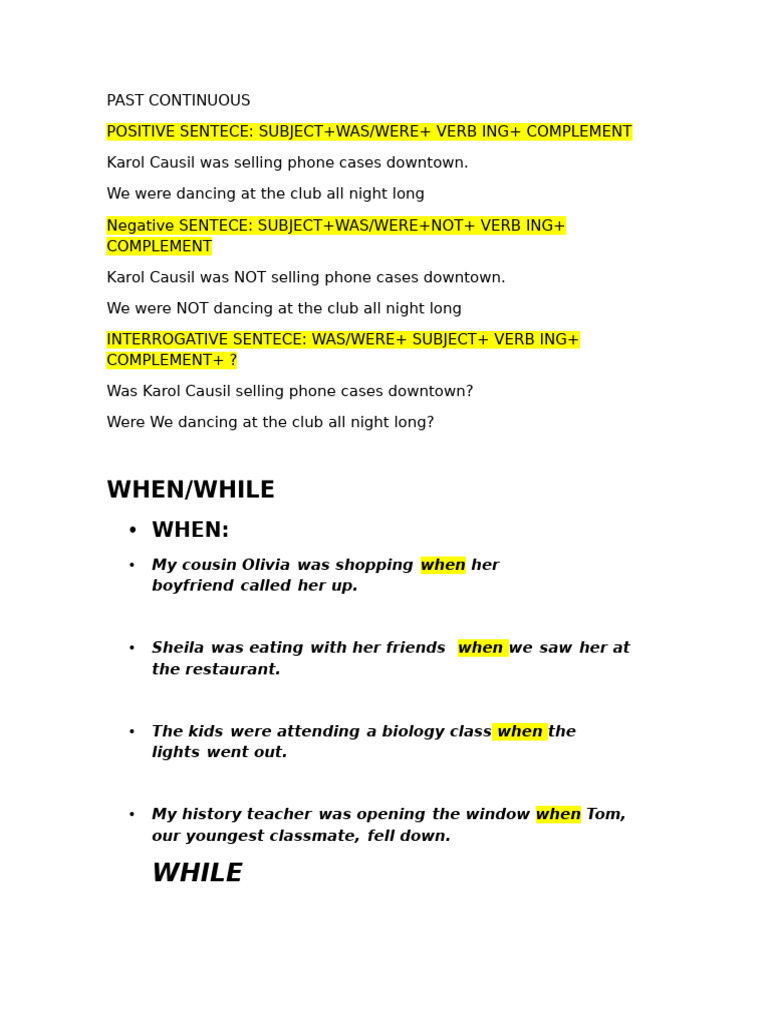 Past Continuous | PDF