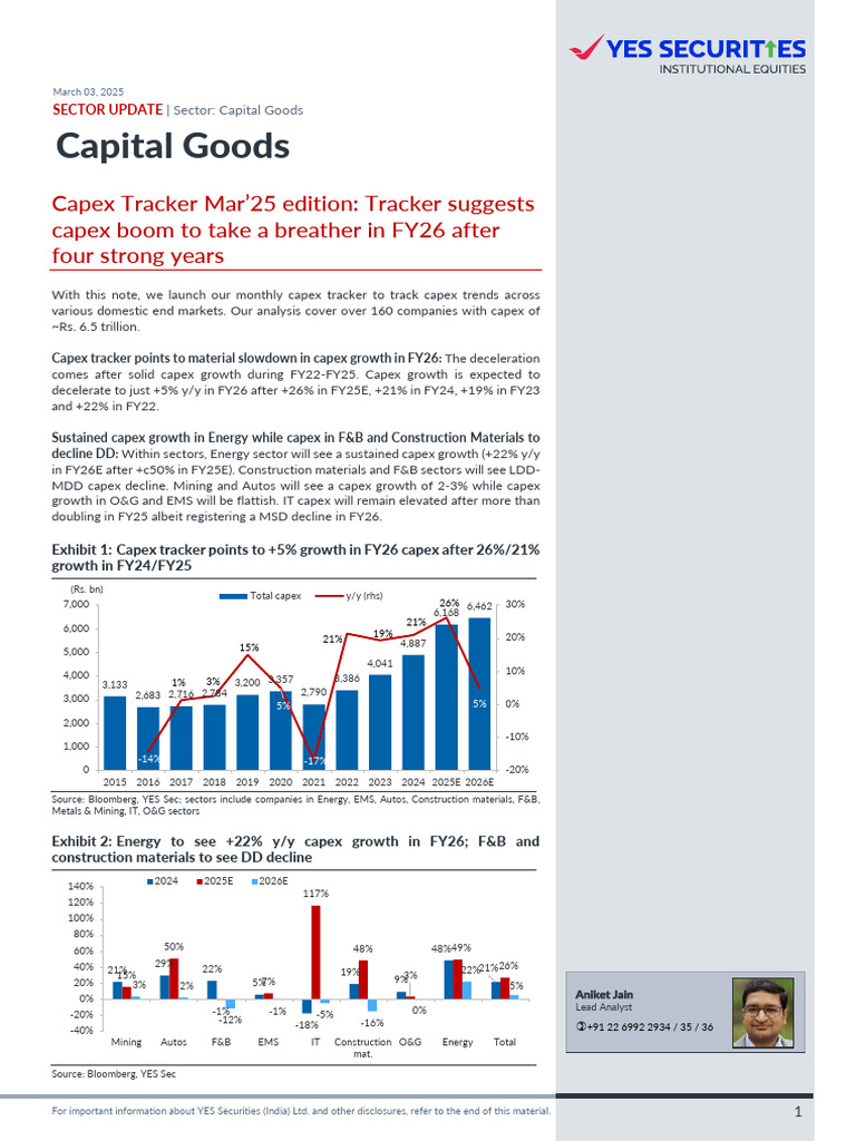 Capex Tracker: FY26 Growth Outlook | PDF | Securities (Finance ...