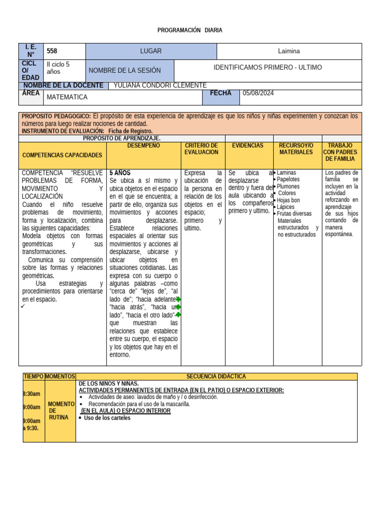 Conociendo Primero - Ultimo | PDF | Aprendizaje | Evaluación