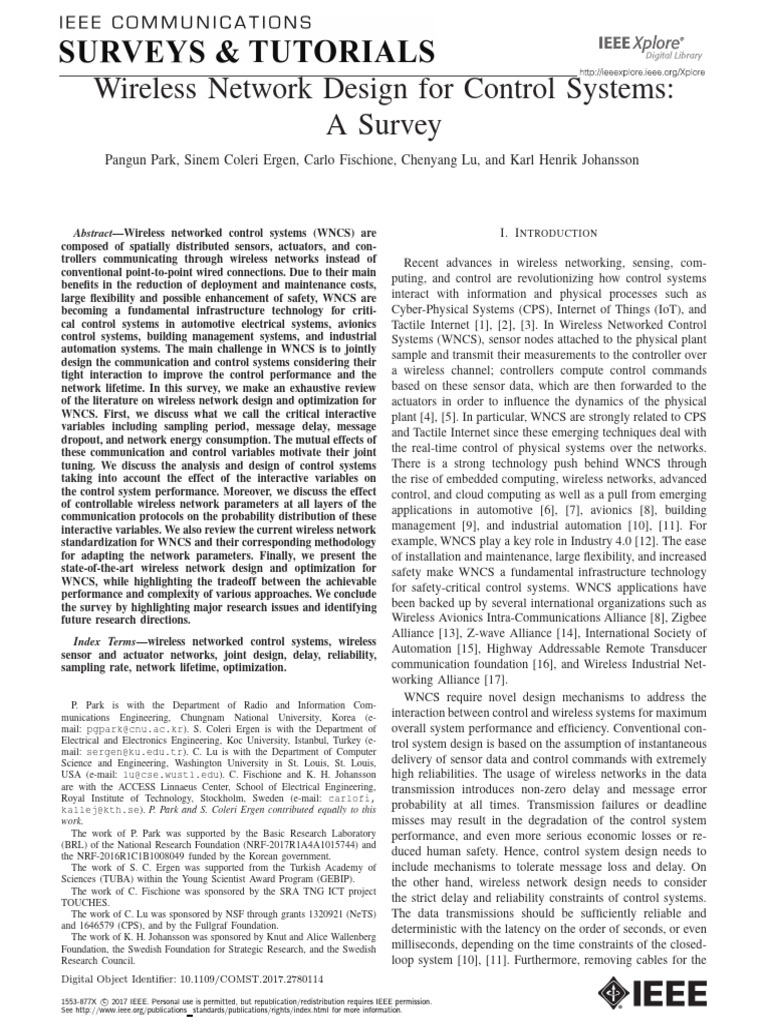 Wireless Network Control Systems | PDF | Control Theory | Stability Theory