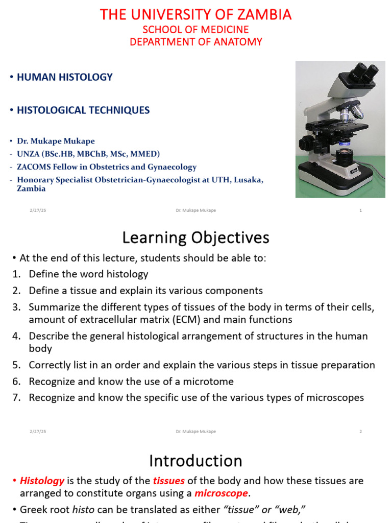 Histological Techniques - 2025 | PDF | Microscope | Staining