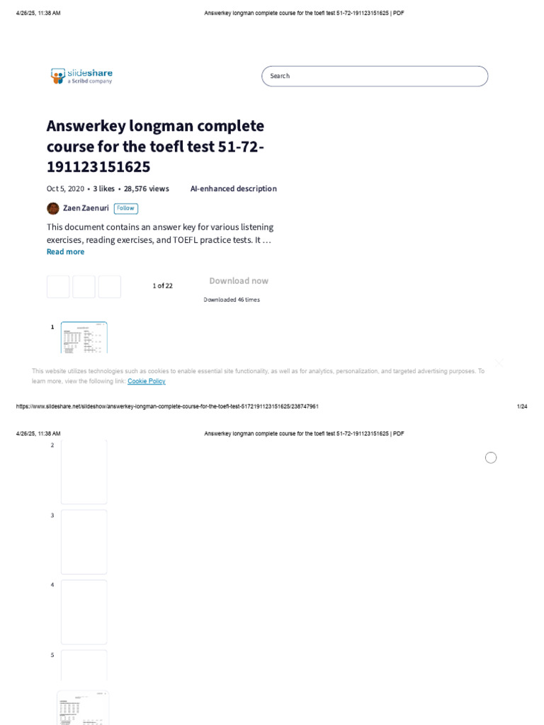Answerkey Longman Complete Course For The Toefl Test 51-72-191123151625 ...