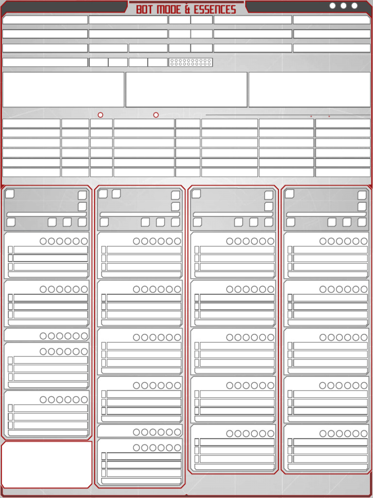Transformers RPG Character Sheet | PDF