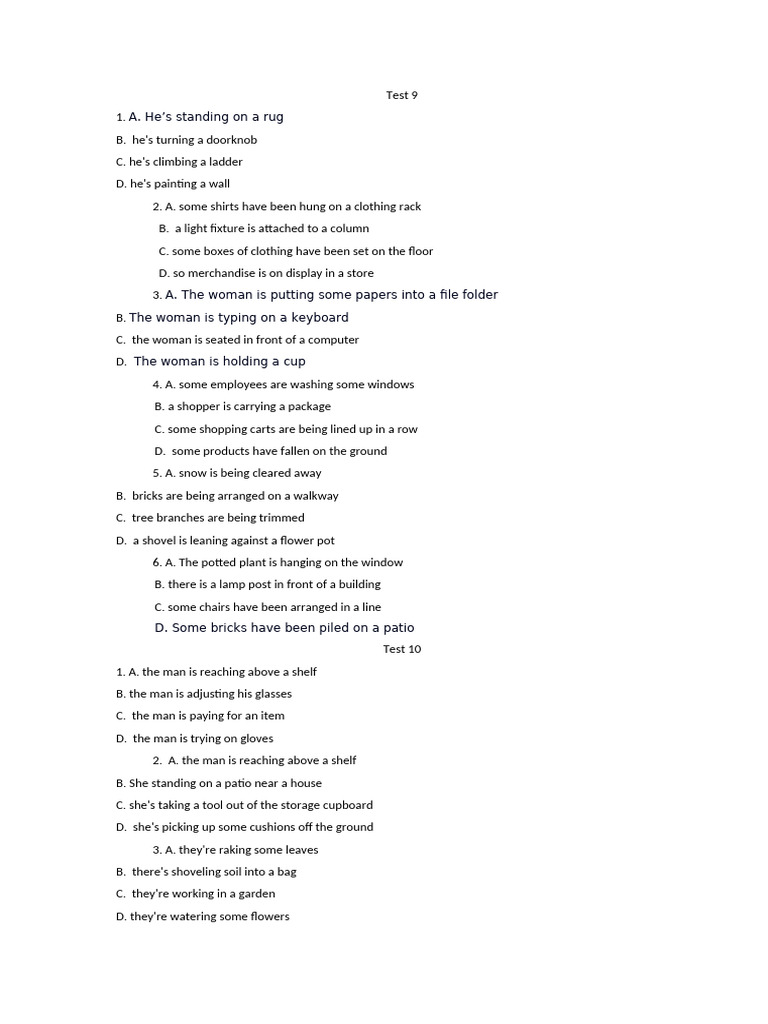 Test 9,10 Part 1 | PDF