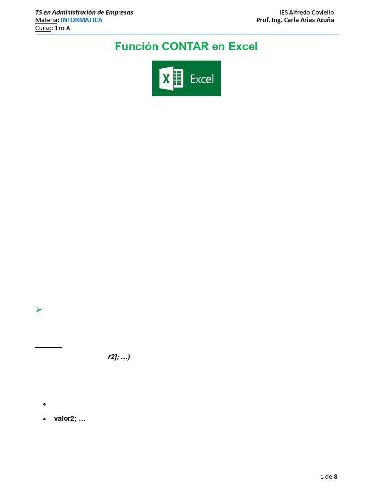 Función CONTAR en Excel: Guía Práctica | PDF | Función (Matemáticas ...
