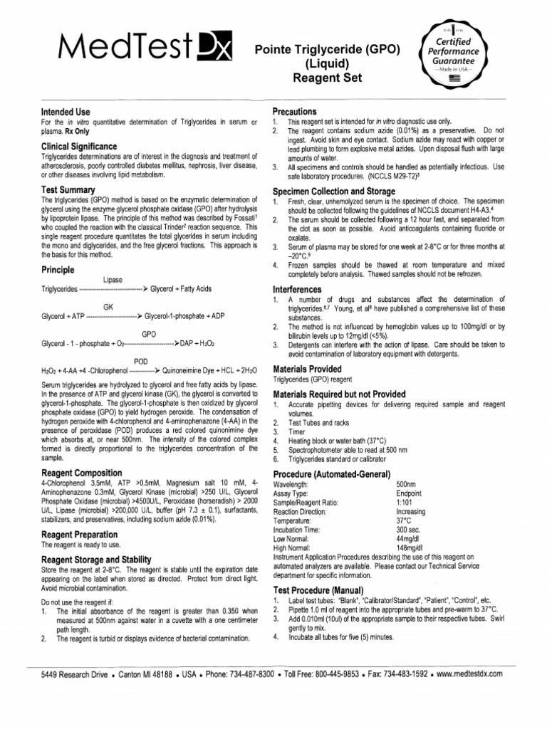 Triglycerides Insert | PDF
