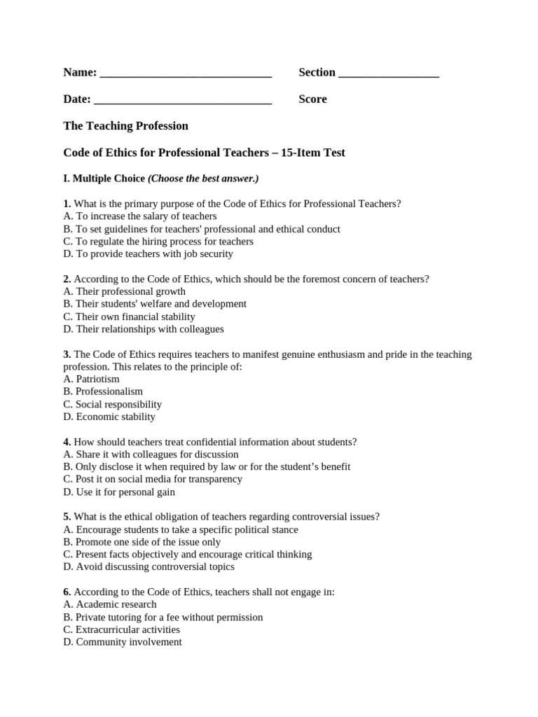 BRING HOME QUIZ FOR TEACHING PROFESSION Quiz 1 | PDF | Teachers ...