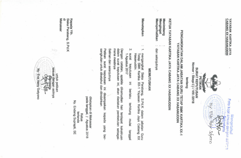 SK Yayasan Disahkan. Siska Parabang | PDF